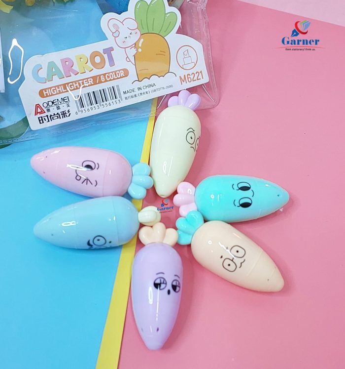 Mini Highlighters Carrot 6pc set | Garner Stationery